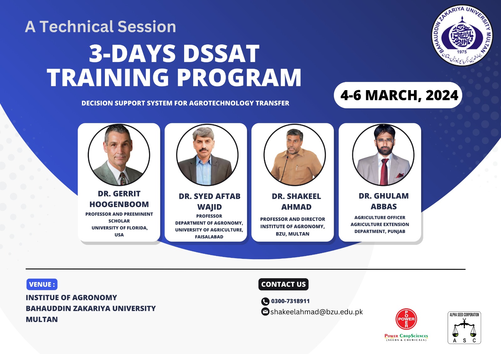 International Workshop on Decision Support System for Agro-Technology Transfer for Improving ...